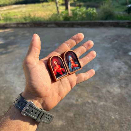 Mini Díptico Sagrado e Imaculado Coração