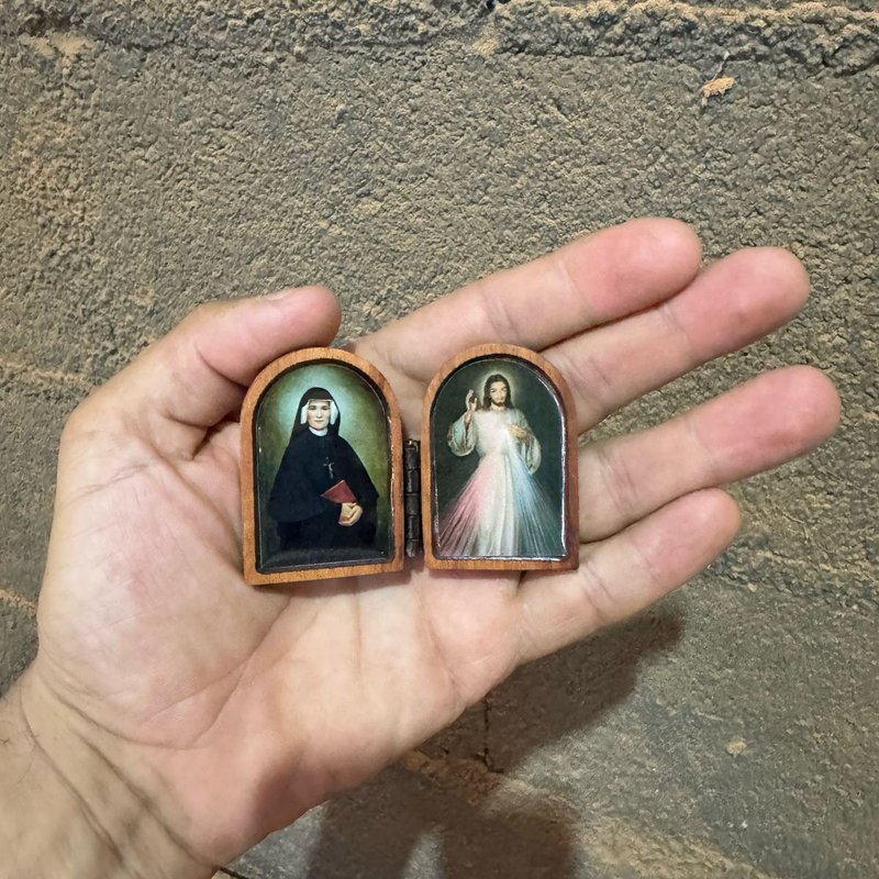 Mini Díptico Santa Faustina - Jesus Misericordioso